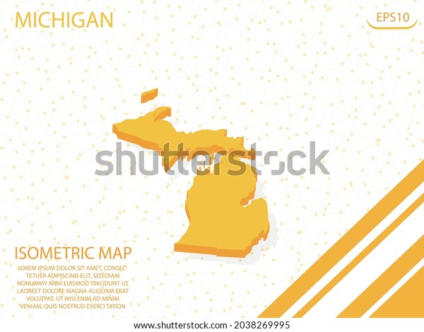 Isometric Map Yellow Michigan Modern Graphics Stock Vector (Royalty ...