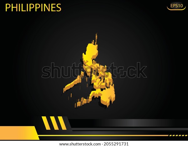 Isometric Map Yellow Philippines On Background Stock Vector (Royalty ...