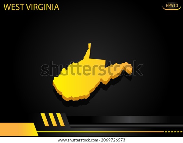 Isometric Map Yellow West Virginia On Stock Vector (Royalty Free ...