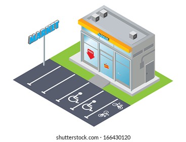 Isometric Market Stock Vector (Royalty Free) 166430120 | Shutterstock