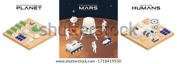 Isometric Mars Colonization Biological Terraforming Paraterraforming ...