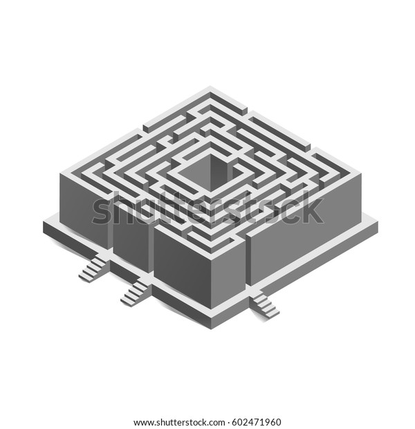 Isometric Maze Labyrinth Business Concept Infographic Stock Vector ...