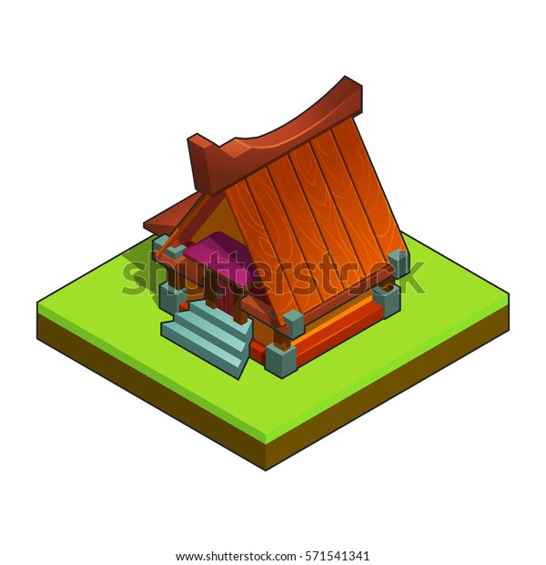 Isometric Medieval House Isolated On White Stock Vector (Royalty Free ...