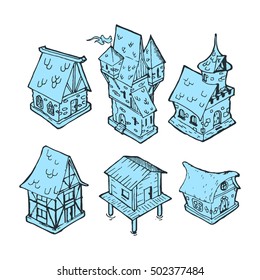 Isometric Medieval Houses Set Stock Vector (Royalty Free) 502377484 ...
