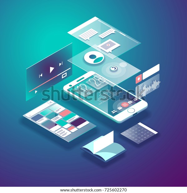 Isometric Mobile Phone Smart Simple Web Stock Vector (Royalty Free ...