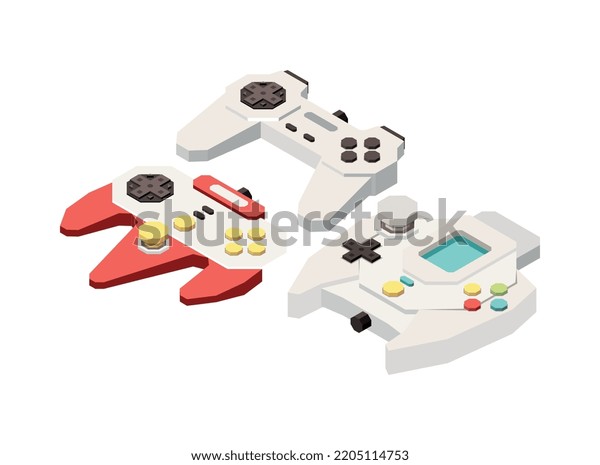 Isometric Modern Video Game Controllers 3d Stock Vector (Royalty Free ...