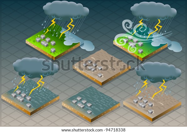 isometric natural disaster flood mud terrain