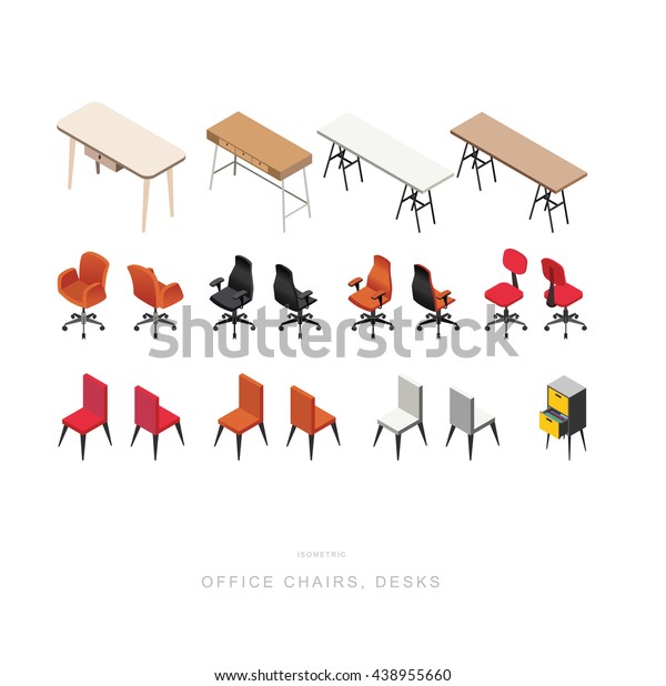 Isometric Office Chairs Desks Vector Design Stock Vector (Royalty Free ...