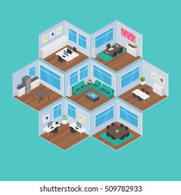 Isometric Office Vector Illustration Stock Vector (Royalty Free ...
