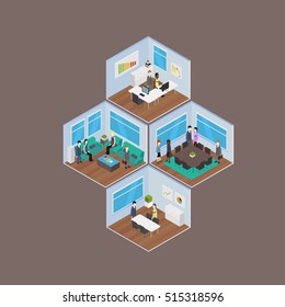 Isometric Office Vector Illustration Stock Vector (Royalty Free ...