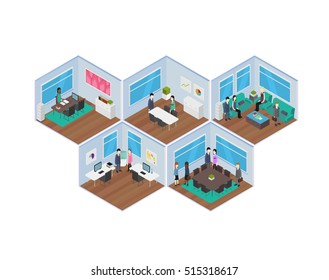 Isometric Office Vector Illustration Stock Vector (Royalty Free ...