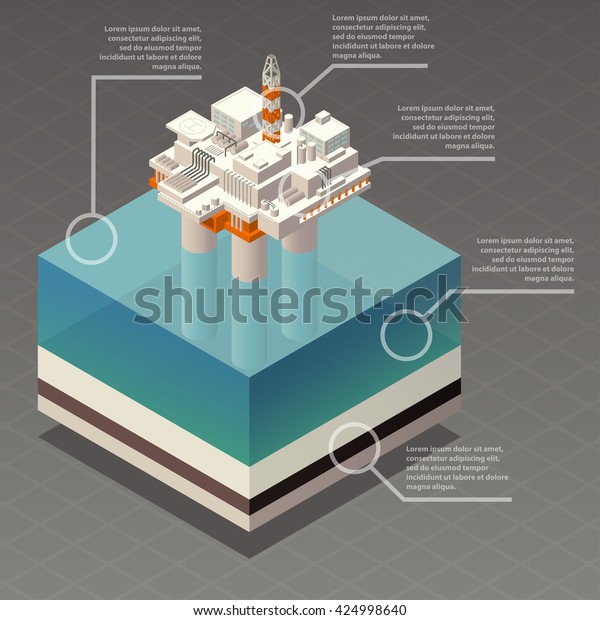 Isometric Oil Platform Rig Infographic Vector Stock Vector (Royalty ...