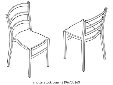 Isometric Outline Chairs Set Simple Outline Stock Vector (Royalty Free ...