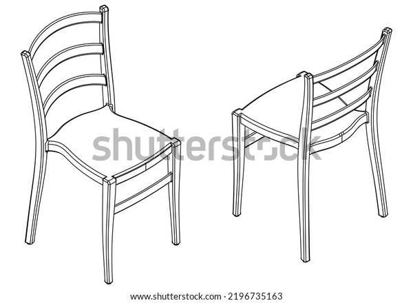 Isometric Outline Chairs Set Simple Outline Stock Vector (Royalty Free ...