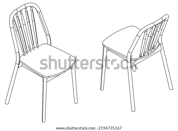 Isometric Outline Chairs Set Simple Outline Stock Vector (Royalty Free ...