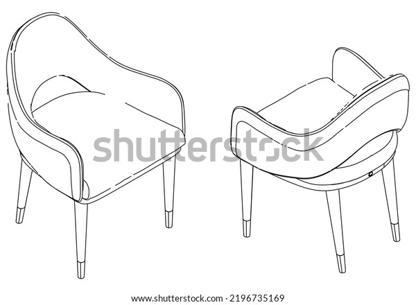 Isometric Outline Chairs Set Simple Outline Stock Vector (Royalty Free ...