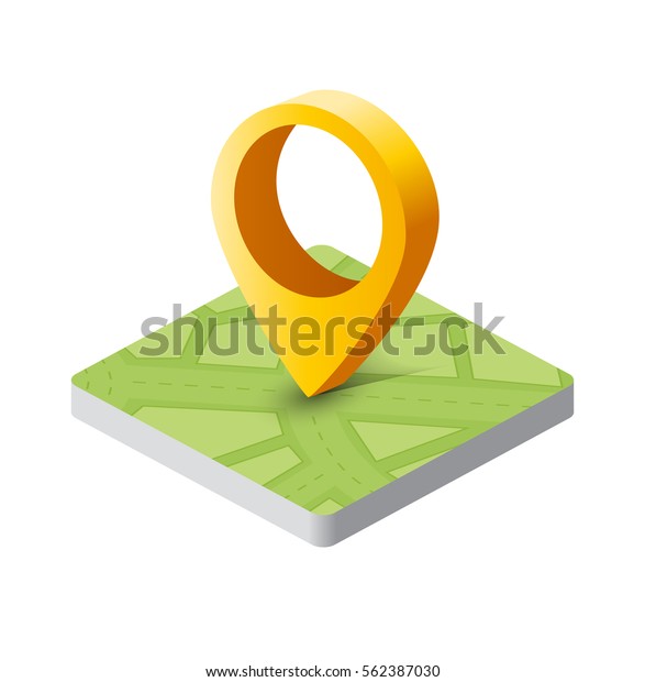 Isometric Pin Icon On Navigation Map Stock Vector (Royalty Free) 562387030