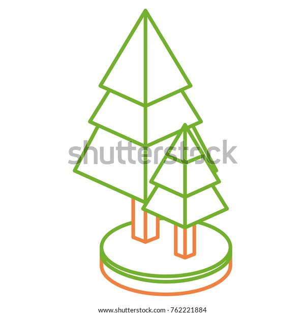 Isometric Pine Tree Design Stock Vector (Royalty Free) 762221884 ...