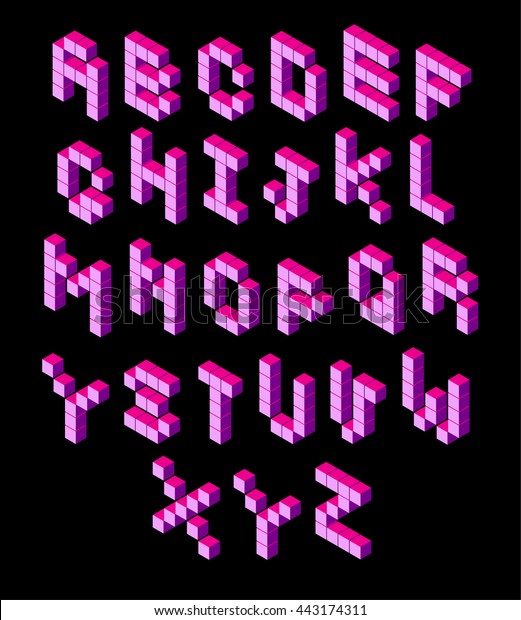 Isometric Pixel Font 3d Alphabet Magenta Stock Vector (Royalty Free ...