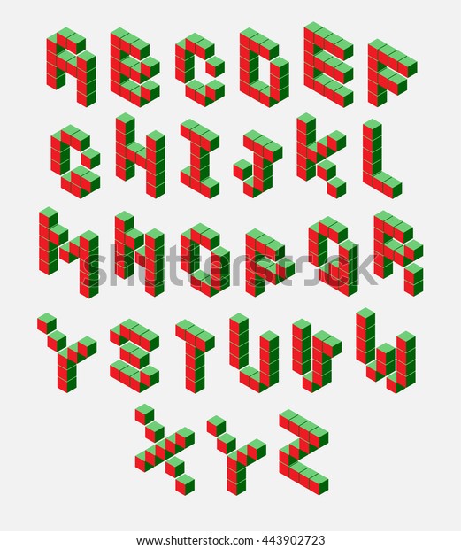 Isometric Pixel Font 3d Alphabet Isometric Stock Vector (Royalty Free ...