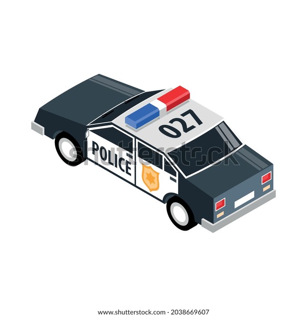 Isometric Police Car Back View On Stock Vector (Royalty Free ...