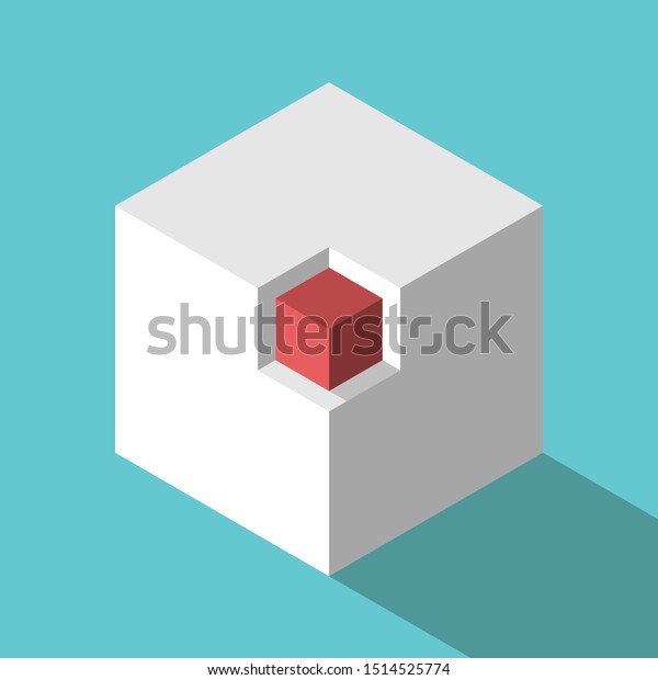 Isometric Red Cube Niche On Turquoise Stock Vector (Royalty Free ...