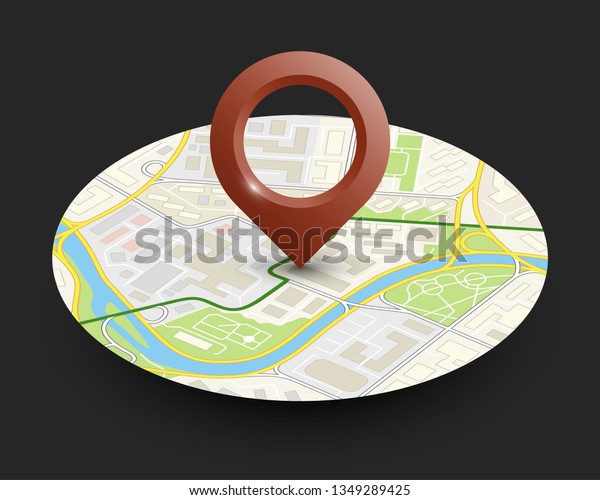 Isometric Round City Map Navigation Point Stock Vector (Royalty Free ...