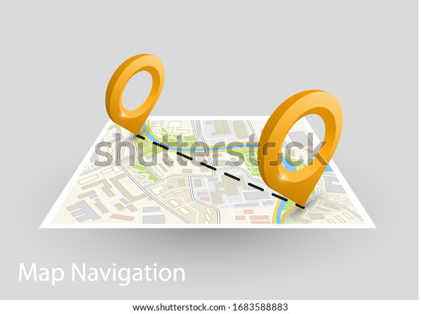Isometric Route Square Map Banner Fast Stock Vector (Royalty Free ...