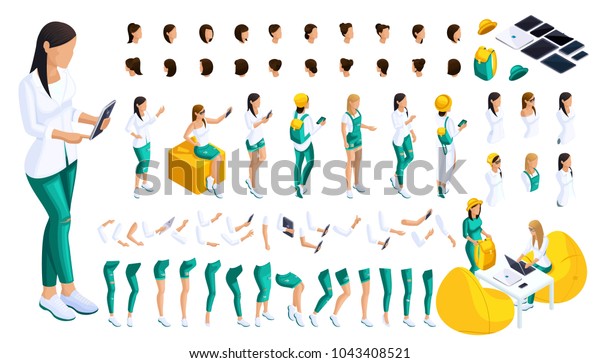 Isometric Set Gestures Hands Feet Girl Stock Vector (Royalty Free ...