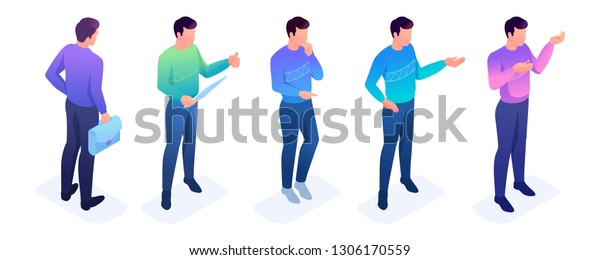 Isometric Set Movements Poses Young Man Stock Vector (Royalty Free ...