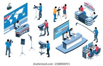 Isometric Set Tv Studio Interior Elements Stock Vector (Royalty Free ...