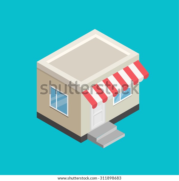 Isometric Shop Building Vector Illustration Stock Vector (Royalty Free ...