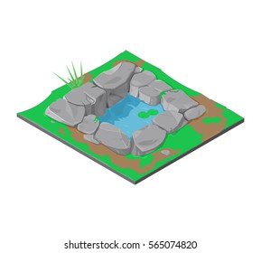 Isometric Small Pond Icon Vector Illustration: vector de stock (libre ...