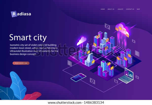 Isometric Smart City 3d Building Modern Stock Vector (Royalty Free ...