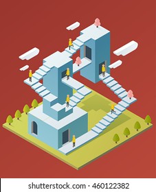 Isometric Stair Vector Illustration Stock Vector (Royalty Free ...
