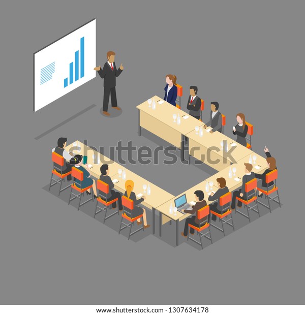 Isometric U Shape Meeting Setup Stock Vector (Royalty Free) 1307634178 ...