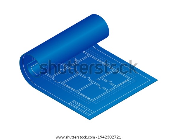 Isometric Vector Illustration Blueprint Floor Plan Stock Vector ...