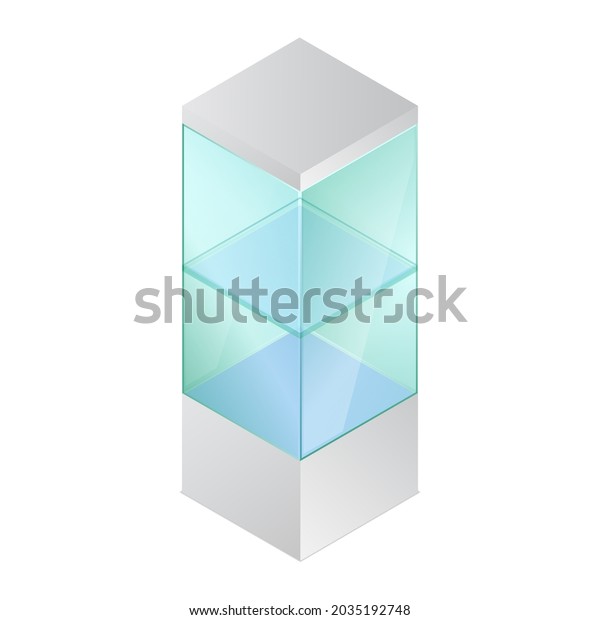 Isometric Vector Illustration Empty Glass Cube Stock Vector (Royalty ...