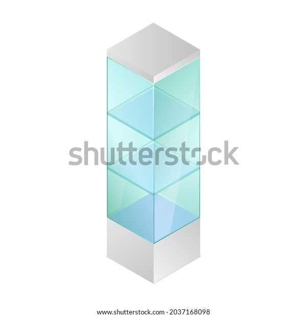 Isometric Vector Illustration Empty Glass Cube Stock Vector (Royalty ...