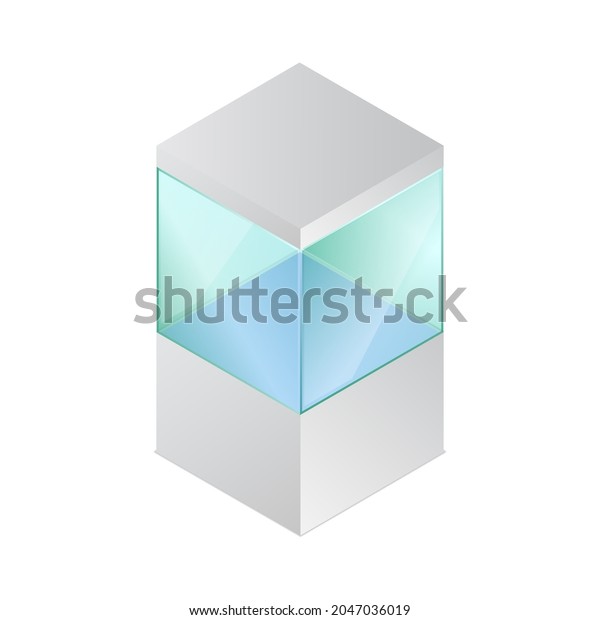Isometric Vector Illustration Empty Glass Cube Stock Vector (Royalty ...