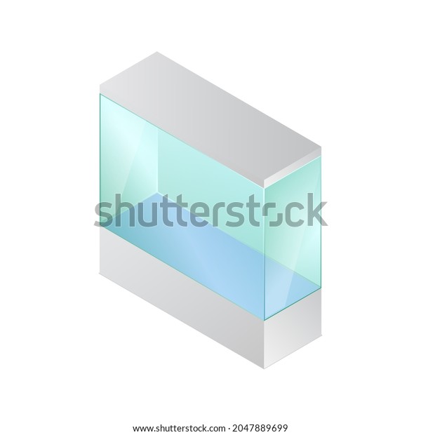Isometric Vector Illustration Empty Glass Cube Stock Vector (Royalty ...
