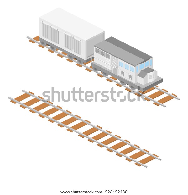 Isometric Vector Illustration Freight Train Wagons: vector de stock ...