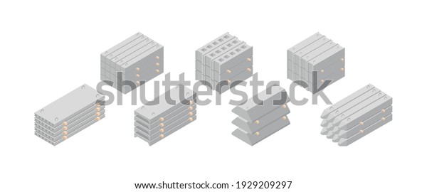 Isometric Vector Illustration Reinforced Concrete Construction Stock ...