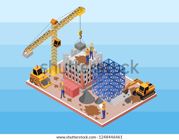 Isometric Vector Illustration Representing Dirty Construction Stock ...