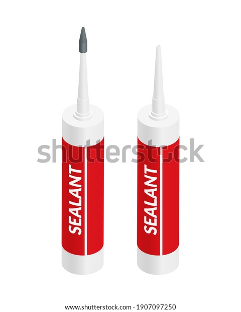 Isometric Vector Illustration Silicone Sealant Packaging Stock Vector ...