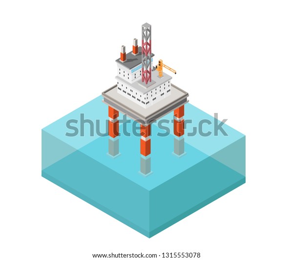Isometric Vector Oil Rig Industry Processing Stock Vector (Royalty Free ...