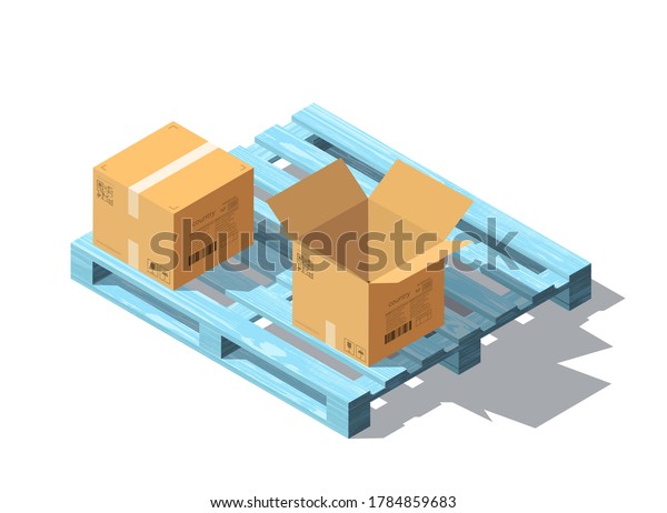 Isometric Vector Wooden Pallet Shadow Isolated: เวกเตอร์สต็อก (ปลอดค่า ...