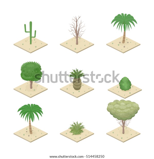 Isometric View Desert Plants Tropical Plants Stock Vector (Royalty Free ...