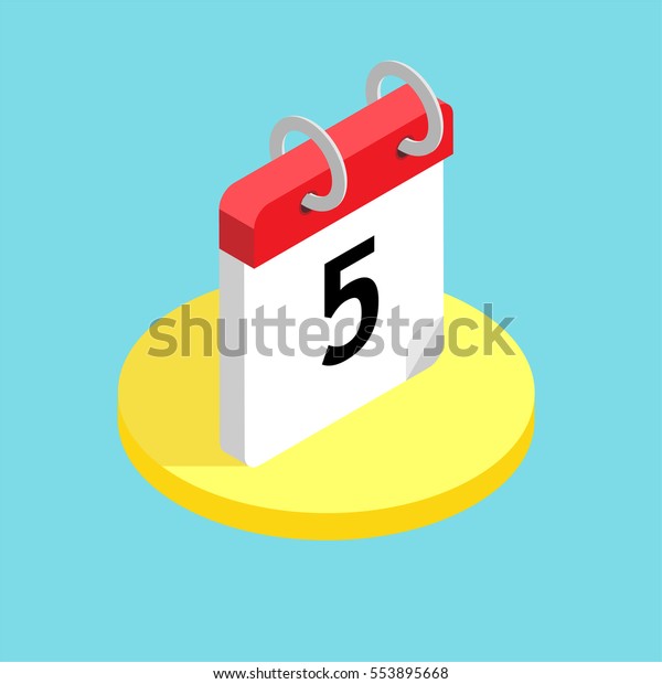 Isometric View On Calendar Number 5 Stock Vector (Royalty Free ...