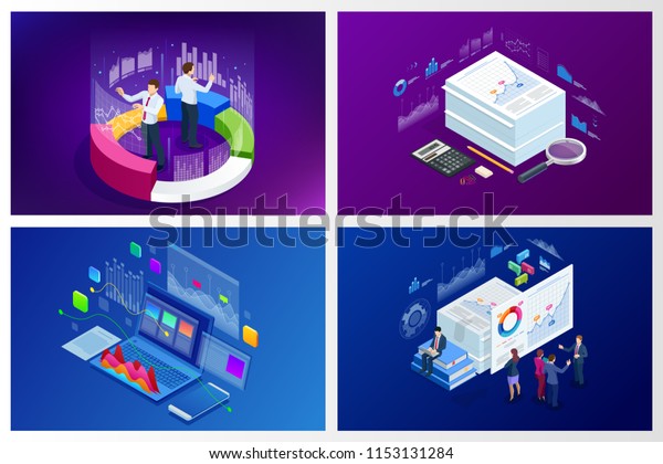 Isometric Web Banner Data Analisis Statistics Stock Vector (Royalty ...